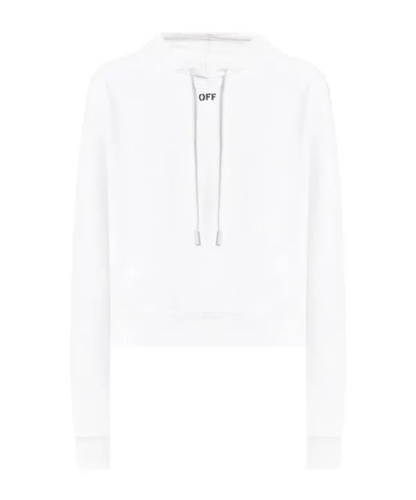 Off-White Logo Detail Hooded Long Sleeve Sweater - White