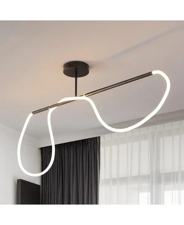 JONATHAN Y Alessio Contemporary Minimalist 360 Adjustable Silicone Neon Rope Dimmable Linear Integrated Led Flush Mount - Black