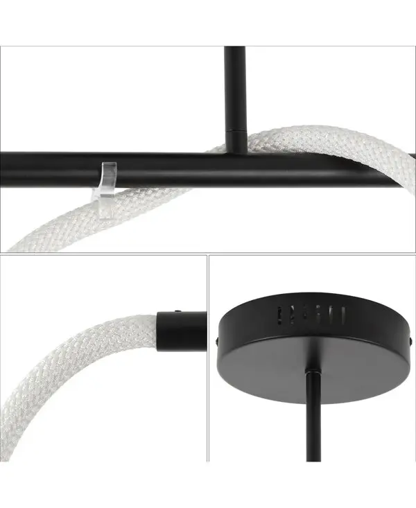 JONATHAN Y Alessio Contemporary Minimalist 360 Adjustable Silicone Neon Rope Dimmable Linear Integrated Led Flush Mount - Black