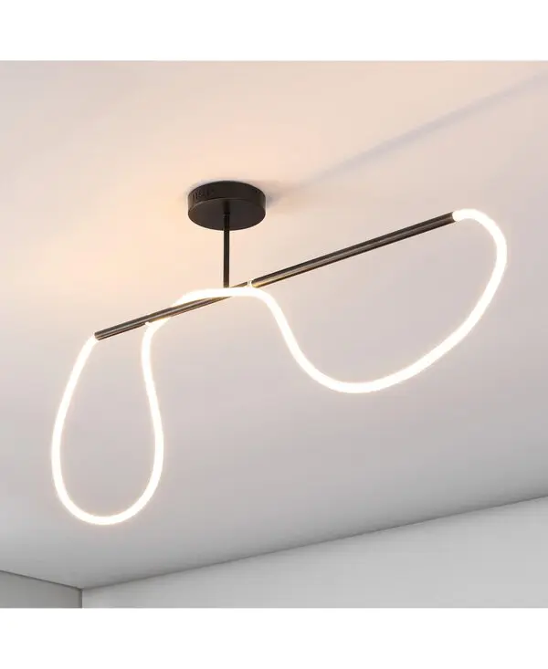 JONATHAN Y Alessio Contemporary Minimalist 360 Adjustable Silicone Neon Rope Dimmable Linear Integrated Led Flush Mount - Black