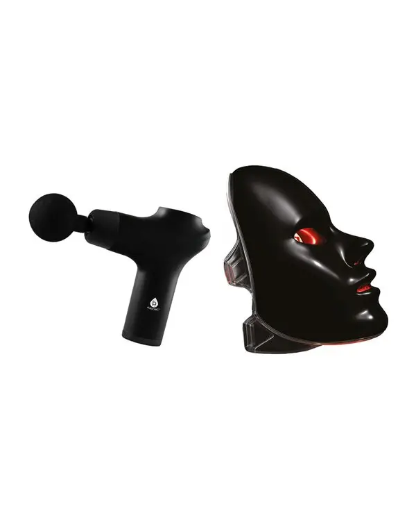 PURSONIC 7-in-1 Led Face Mask And 3-speed Massage Gun - Black