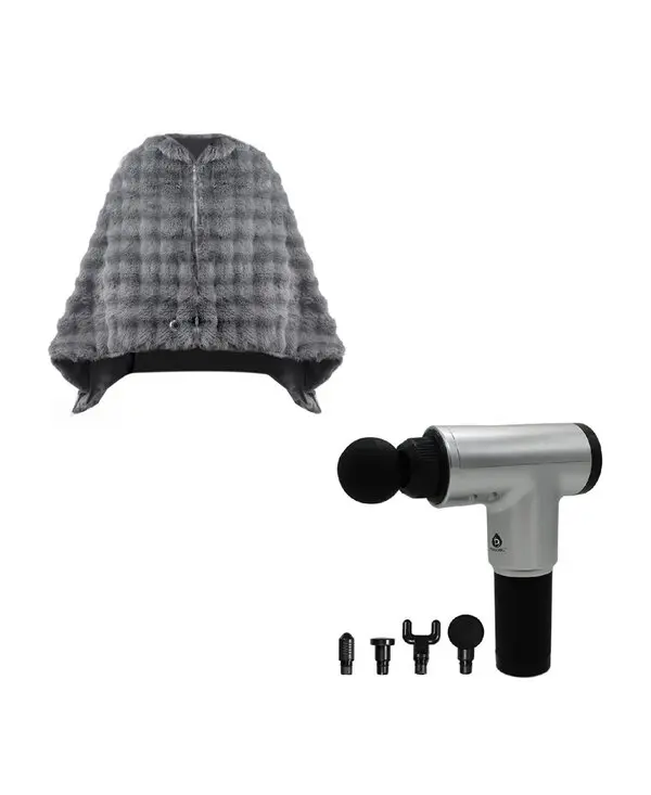 PURSONIC Heated Poncho & 6-speed Deep Tissue Massager - Grey
