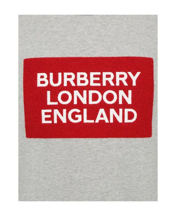 Burberry Long-sleeved Crew Neck Sweater With Logo Print - Light Hemp Gray