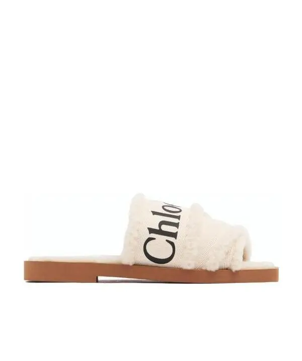 Chloé Woody Shearling Flat Sandals