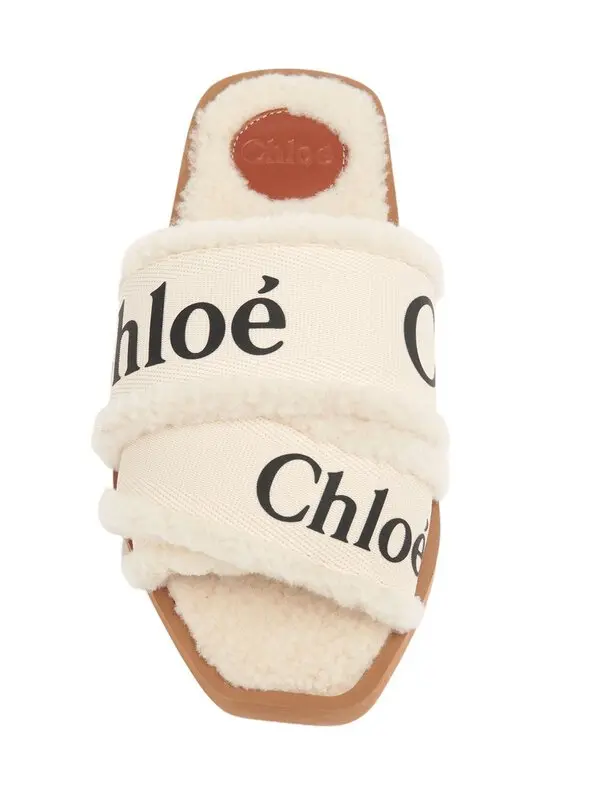 Chloé Woody Shearling Flat Sandals