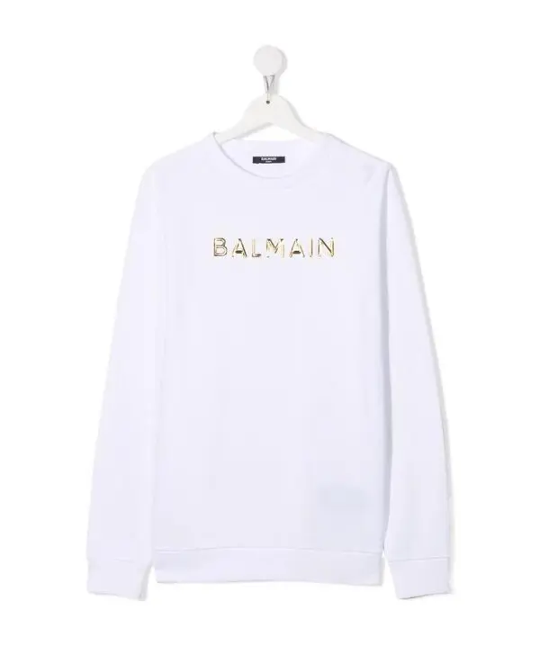Balmain Logo Debossed Cotton Sweatshirt