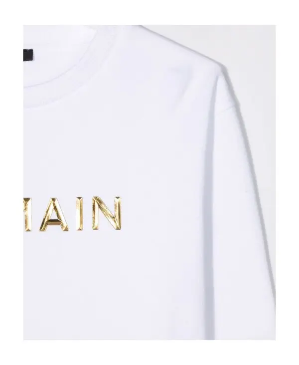 Balmain Logo Debossed Cotton Sweatshirt