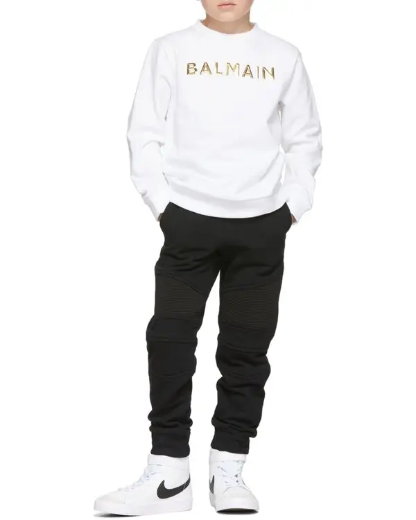 Balmain Logo Debossed Cotton Sweatshirt