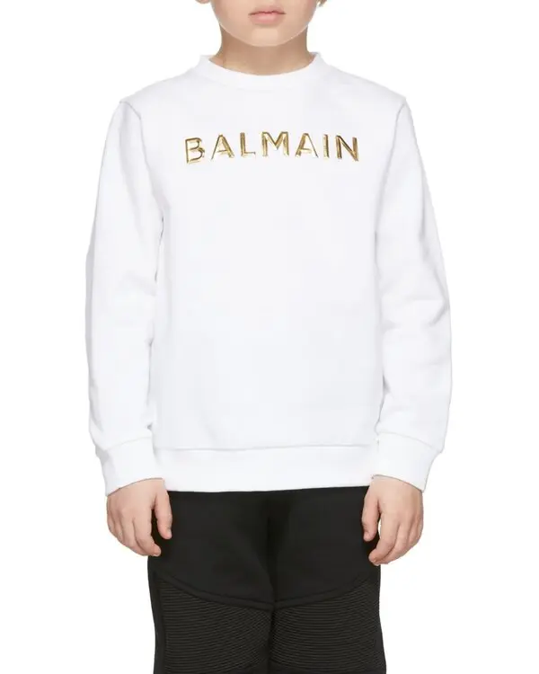 Balmain Logo Debossed Cotton Sweatshirt