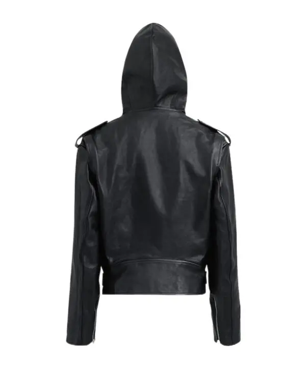 Alaïa Hooded Leather Biker Jacket