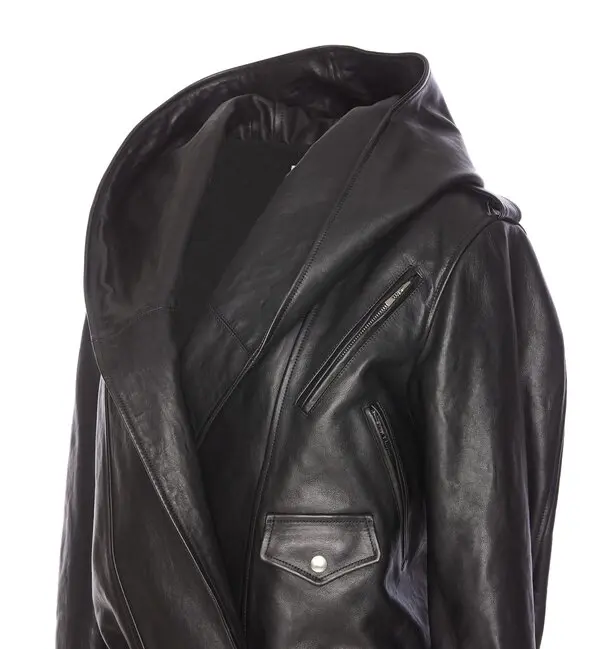Alaïa Hooded Leather Biker Jacket