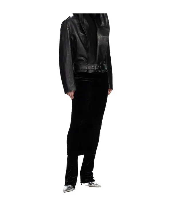 Alaïa Hooded Leather Biker Jacket