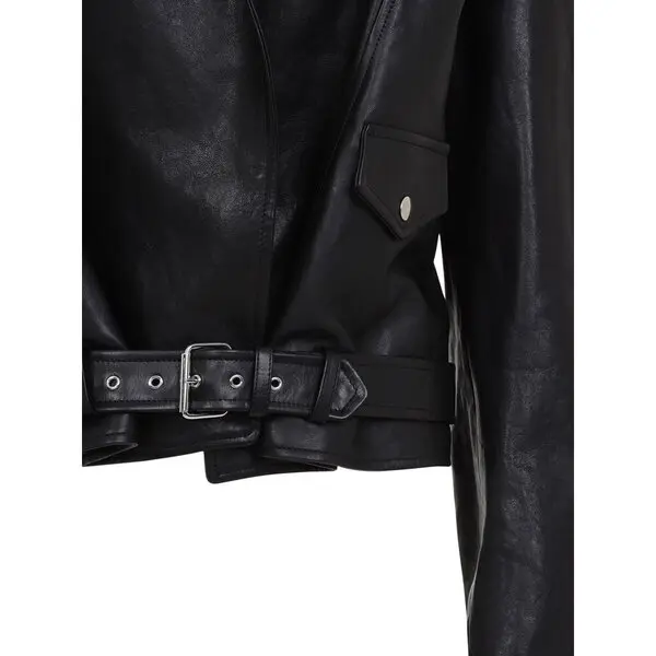 Alaïa Hooded Leather Biker Jacket