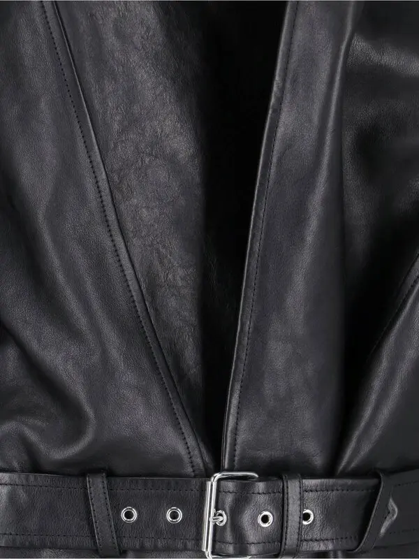 Alaïa Hooded Leather Biker Jacket