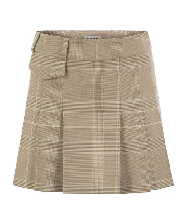 DONDUP Prince Of Wales Pleated Mini Skirt