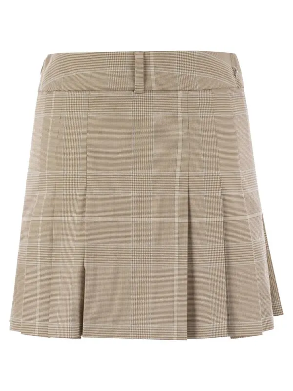 DONDUP Prince Of Wales Pleated Mini Skirt