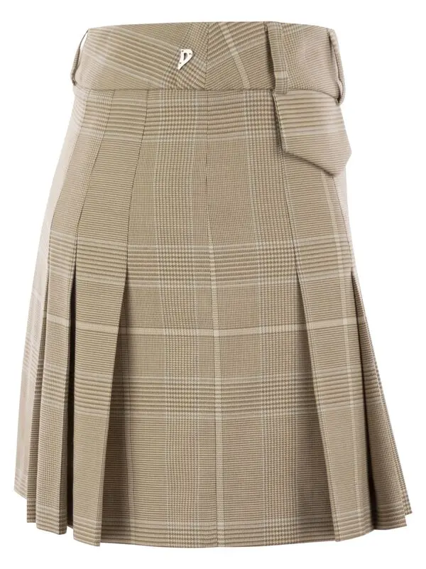 DONDUP Prince Of Wales Pleated Mini Skirt