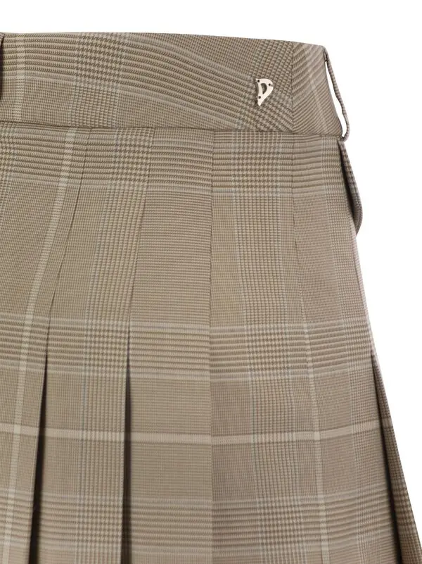 DONDUP Prince Of Wales Pleated Mini Skirt