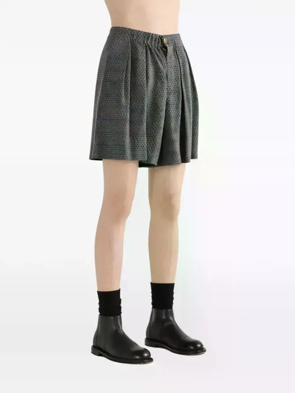 UMA WANG Geometric Pattern Pleated Shorts