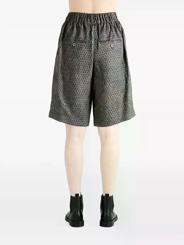 UMA WANG Geometric Pattern Pleated Shorts