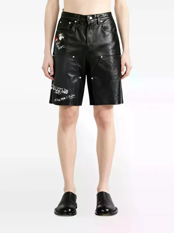 PALY Hollywood Graffiti Print Leather Shorts