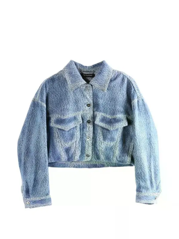 KIKO KOSTADINOV Indigo Acid Wash Cropped Jacket - Blue