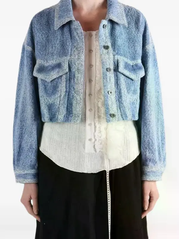 KIKO KOSTADINOV Indigo Acid Wash Cropped Jacket