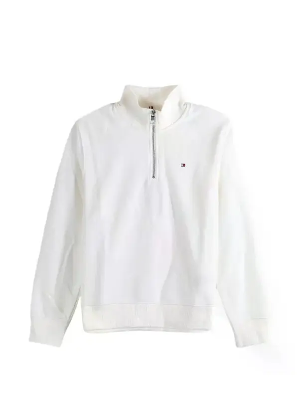 Tommy Hilfiger Quarter-zip Logo-embroidered Sweater - White