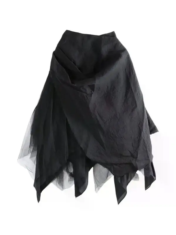 MARC LE BIHAN Asymmetric Layered Midi Skirt - Black