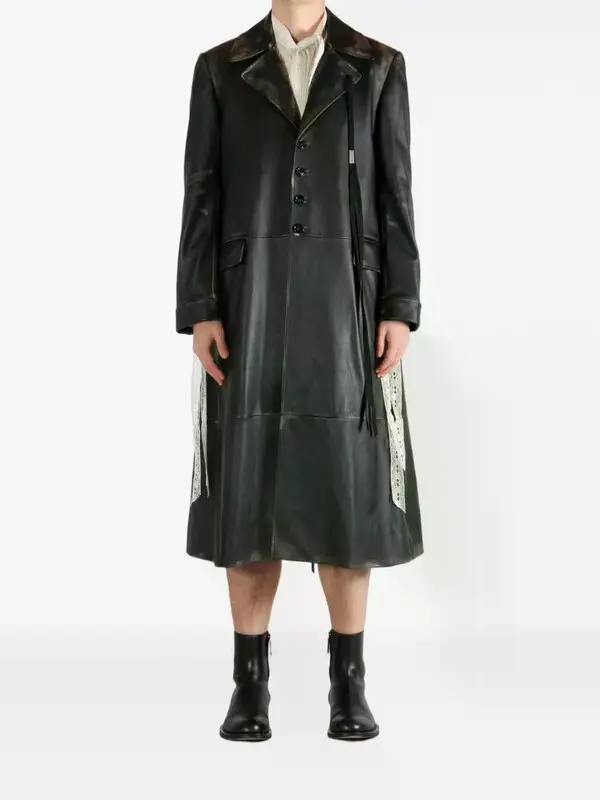 ANN DEMEULEMEESTER Faded-effect Leather Coat