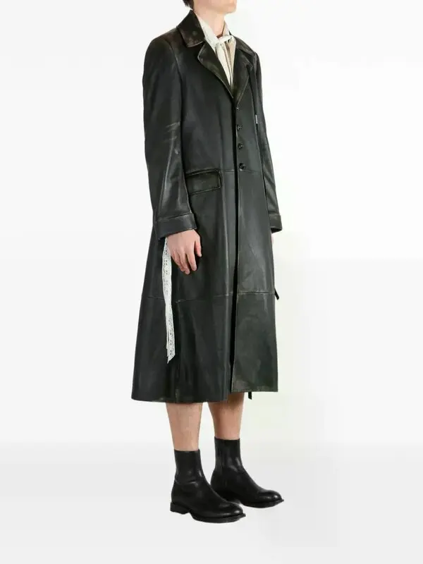 ANN DEMEULEMEESTER Faded-effect Leather Coat