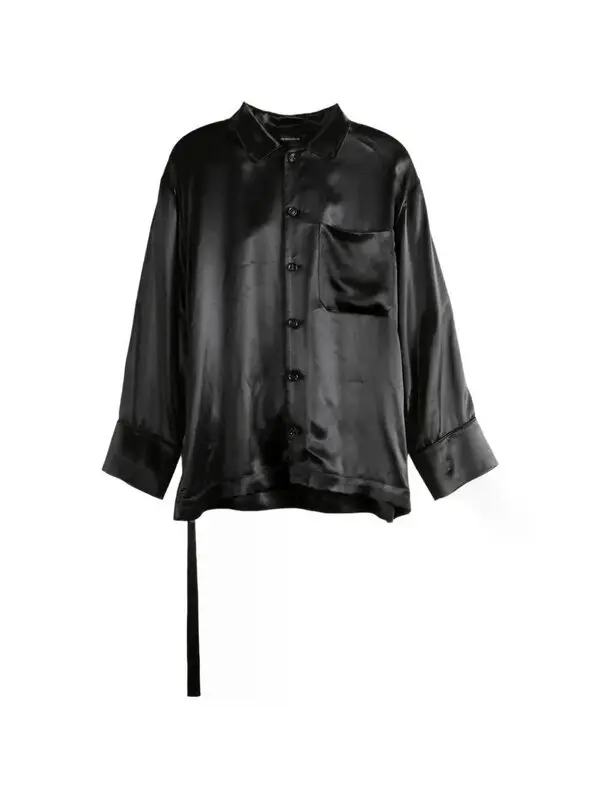 ANN DEMEULEMEESTER Belted Satin-finish Shirt - Black