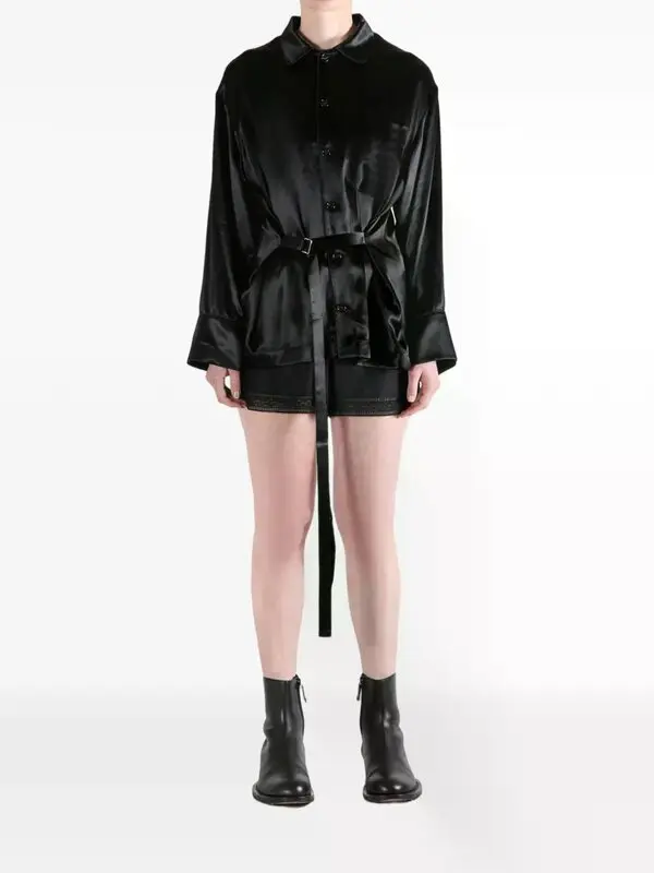 ANN DEMEULEMEESTER Belted Satin-finish Shirt