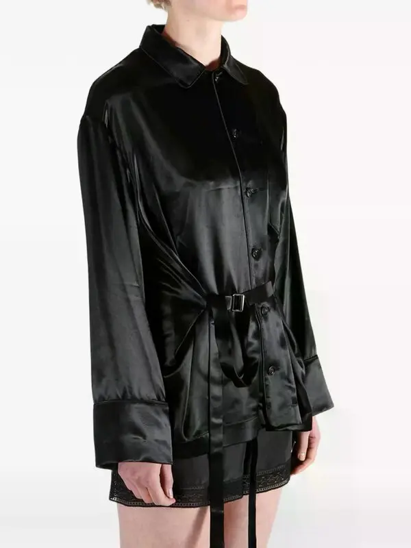 ANN DEMEULEMEESTER Belted Satin-finish Shirt