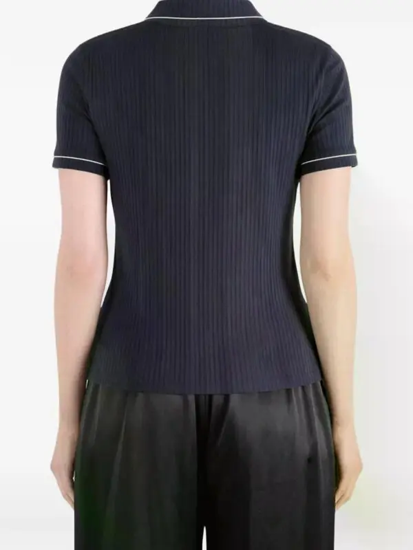 MALBON Anna Ribbed-knit Piped Polo Shirt