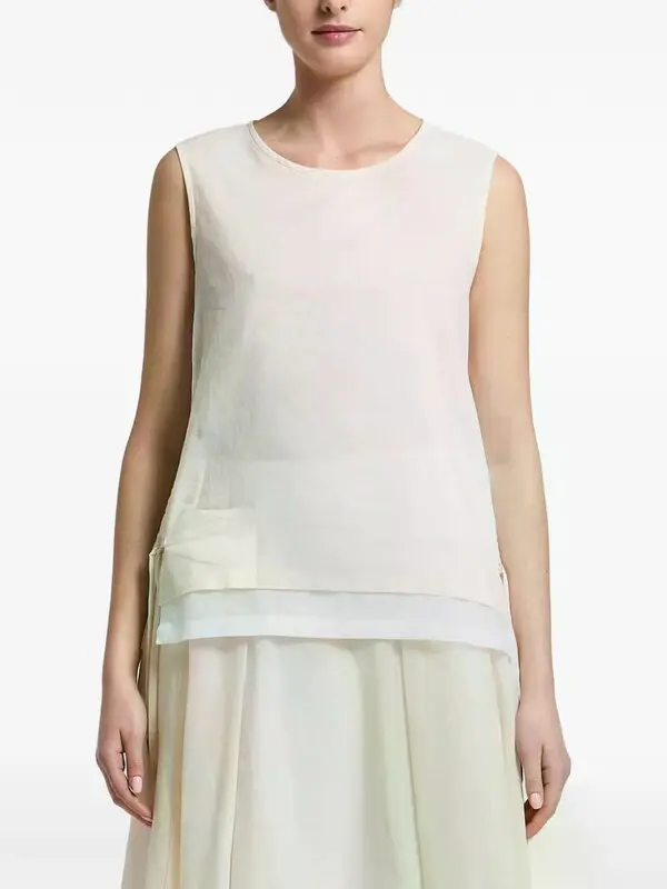 Peserico Sleeveless Round Neck Top With Side Drawstring