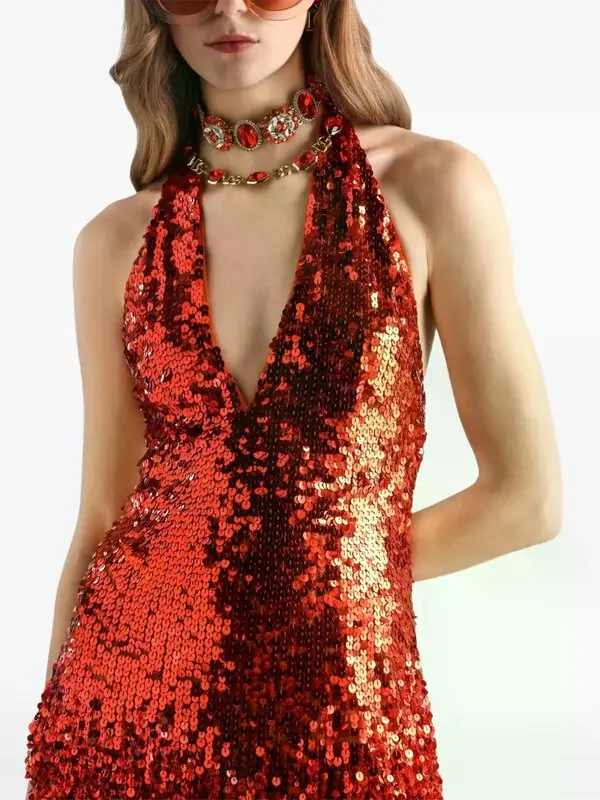 Dolce & Gabbana Sequin Embellished Halterneck Dress