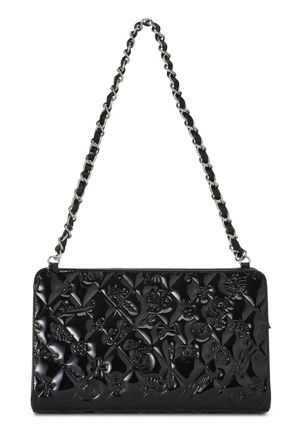 Chanel Patent Leather Lucky Charms Shoulder Bag - Black