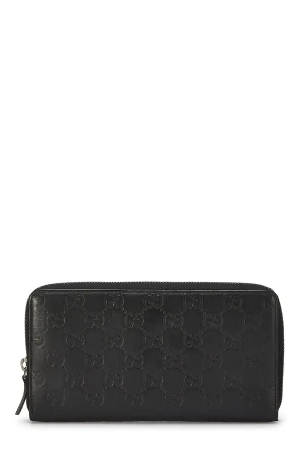 Gucci Embossed Ssima Zip Around Organizer Wallet - Black