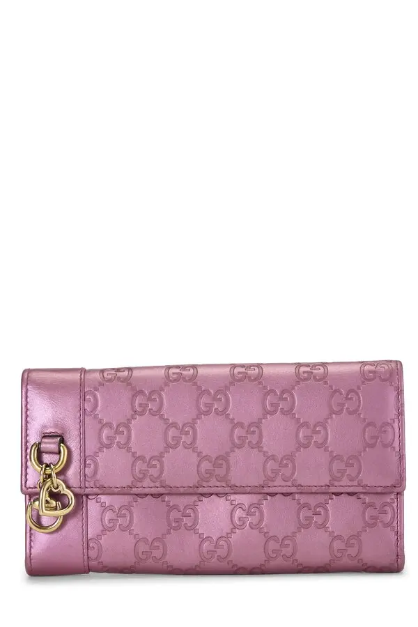 Gucci Ssima Heart Bit Wallet - Pink