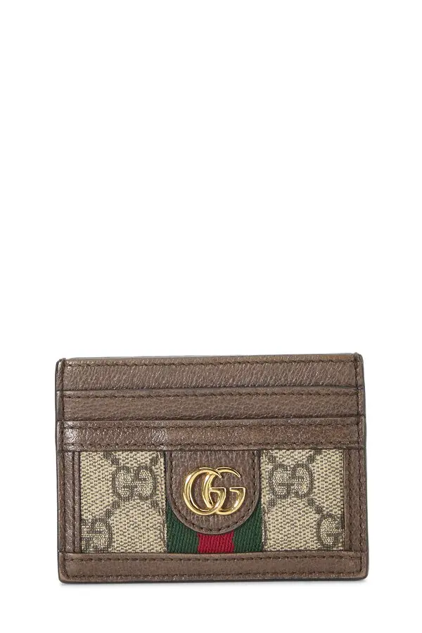 Gucci Gg Supreme Canvas Ophidia Card Case - Brown