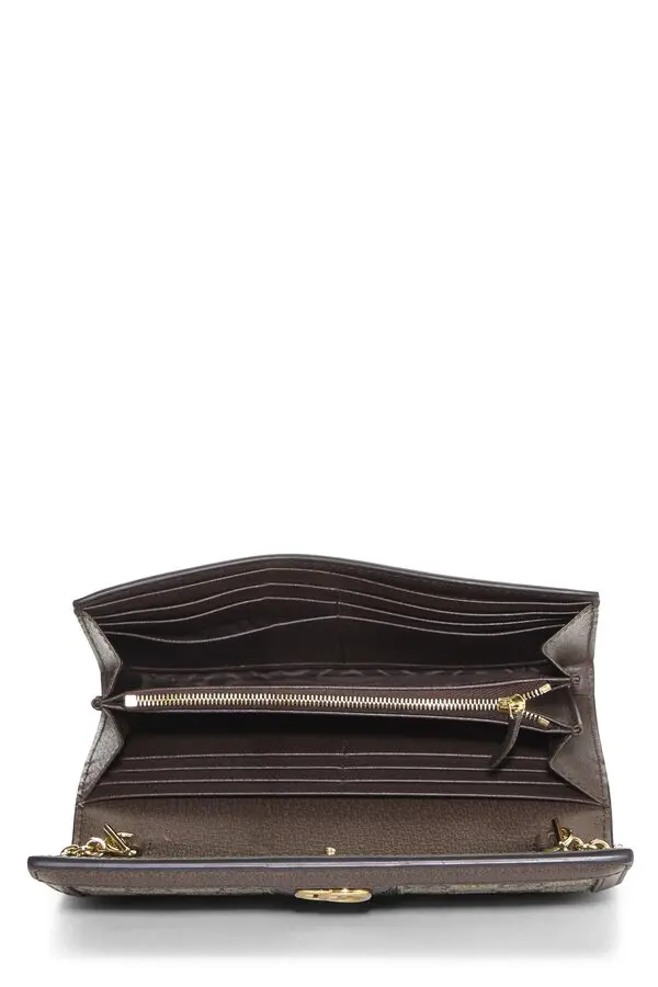 Gucci Original Gg Supreme Canvas Ophidia Wallet On Chain - Brown