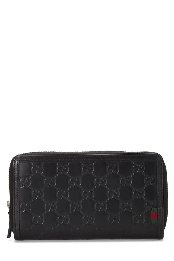 Gucci Rubberized Ssima Zip Around Wallet - Black