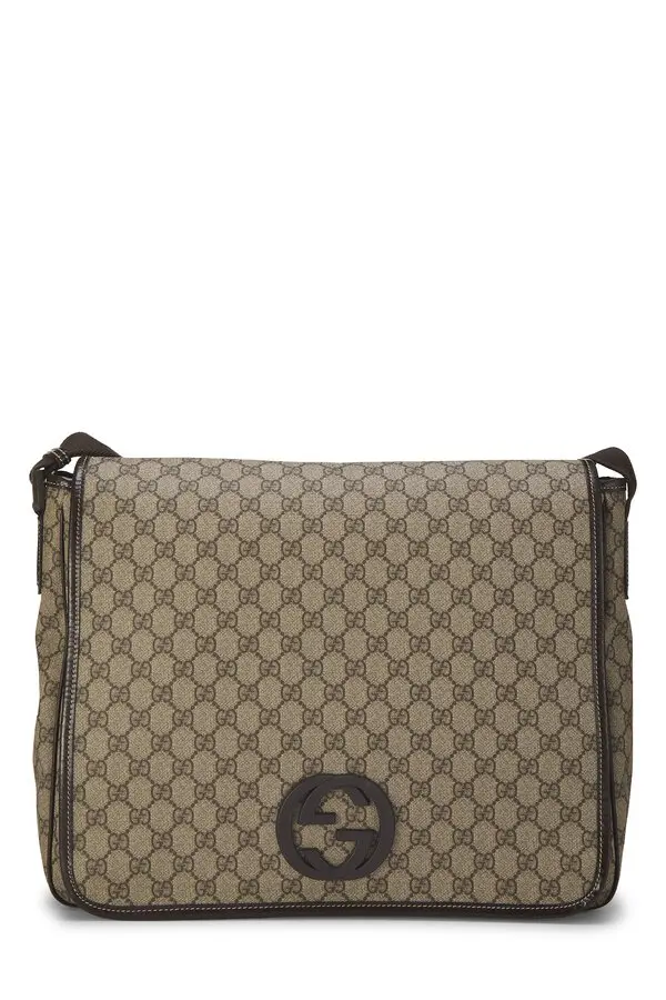 Gucci Gg Supreme Canvas Flap Messenger Bag - Brown