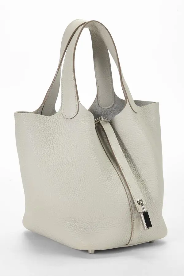 Hermès Clemence Leather Picotin Lock 18 Bag - Grey