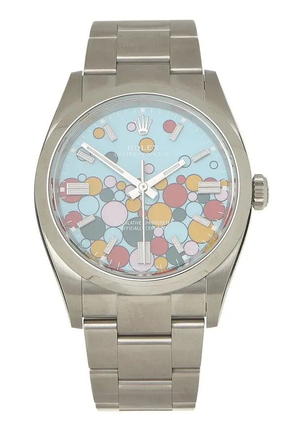 Rolex Oyster Perpetual Celebration Dial Stainless Steel Watch - Blue