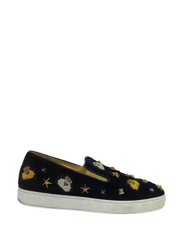 CHRISTIAN LOUBOUTIN Velvet Studded Slip-on Sneakers