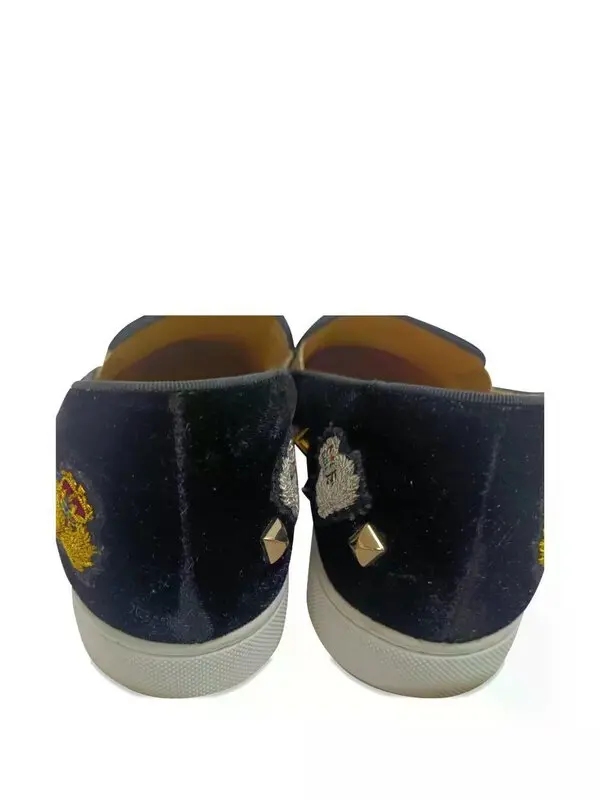 CHRISTIAN LOUBOUTIN Velvet Studded Slip-on Sneakers