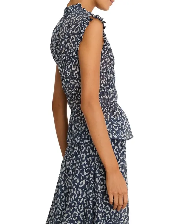 NIC+ZOE Smocked Leopard Sketch Top