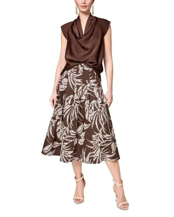 Donna Karan New York Printed Pleated Midi Skirt